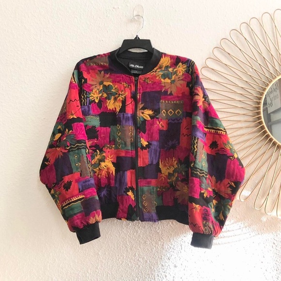 Jackets & Coats | 8s Vintage Floral Patchwork Boho Indie Hippie Bomber ...